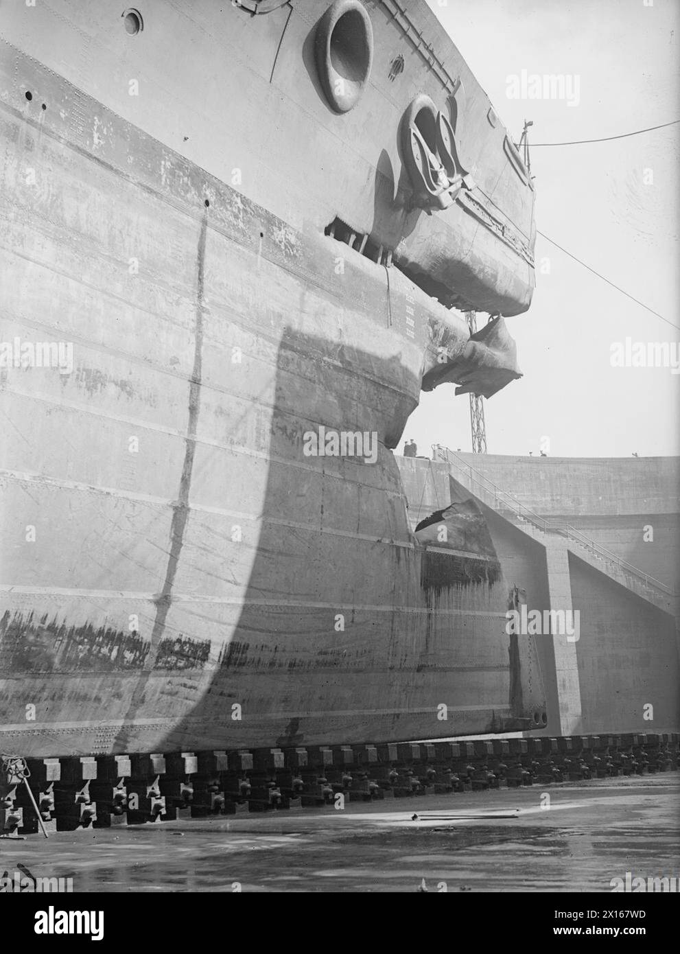 HMS King George V underwent repairs at Gladstone Dock, Liverpool on 17 ...