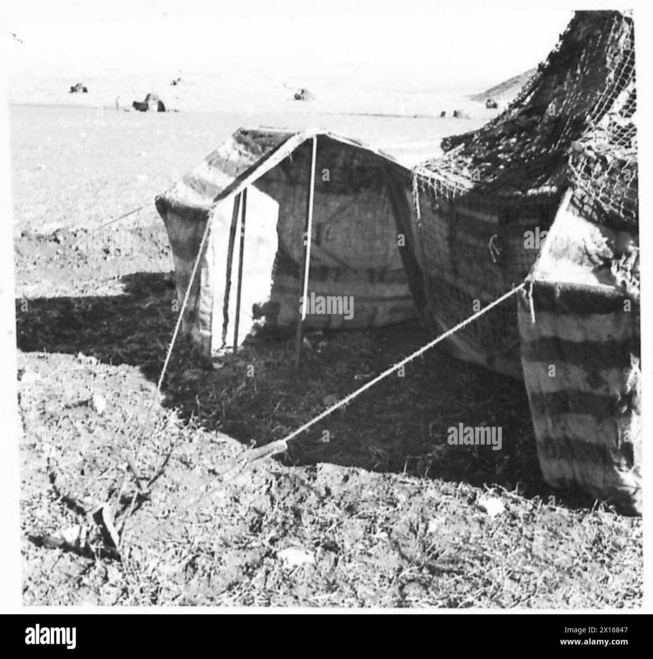 A British decoy dummy tank is deployed in a field in Tunisia during the ...