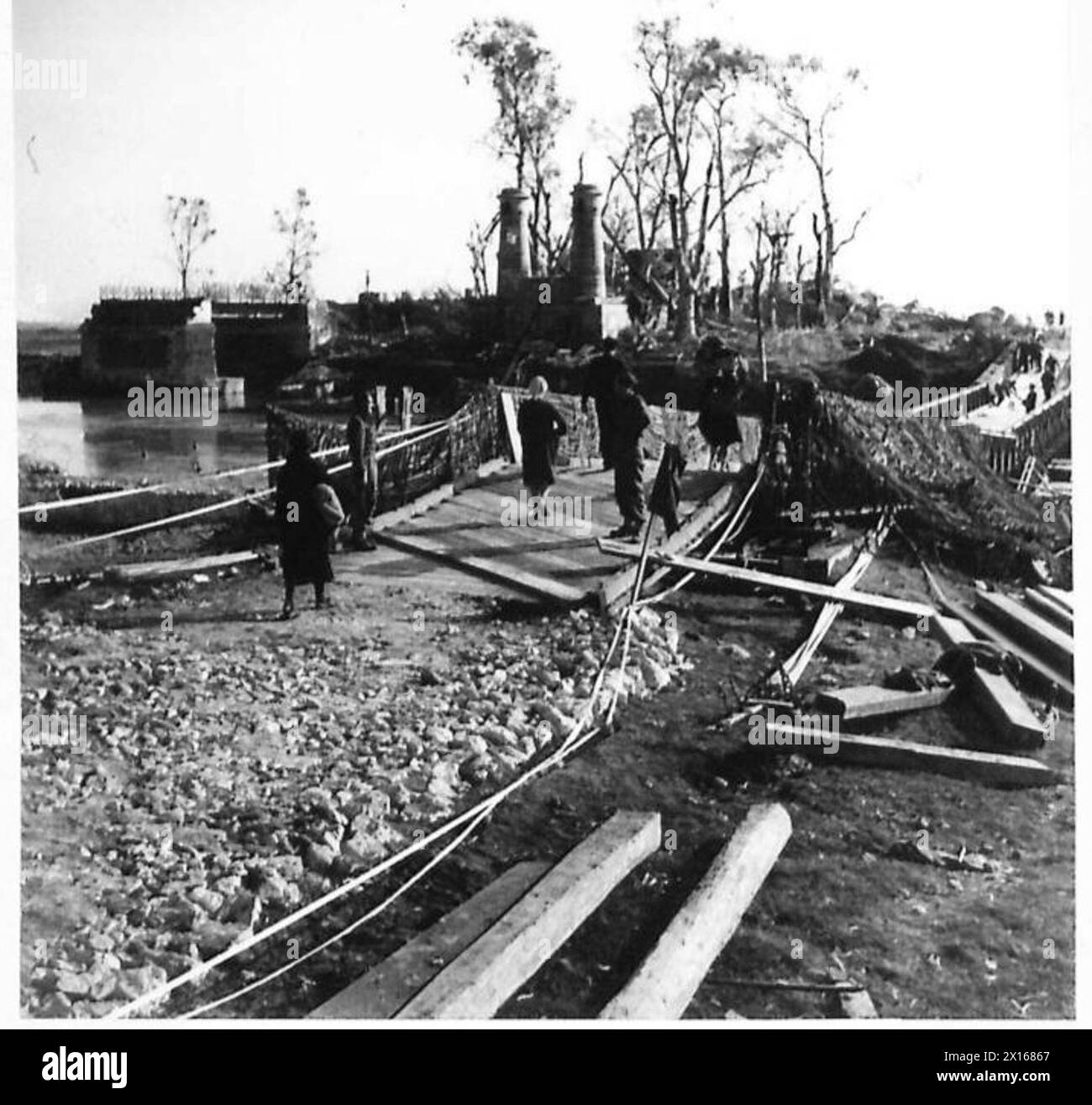 A pontoon bridge was constructed across the Garigliano River beside the ...