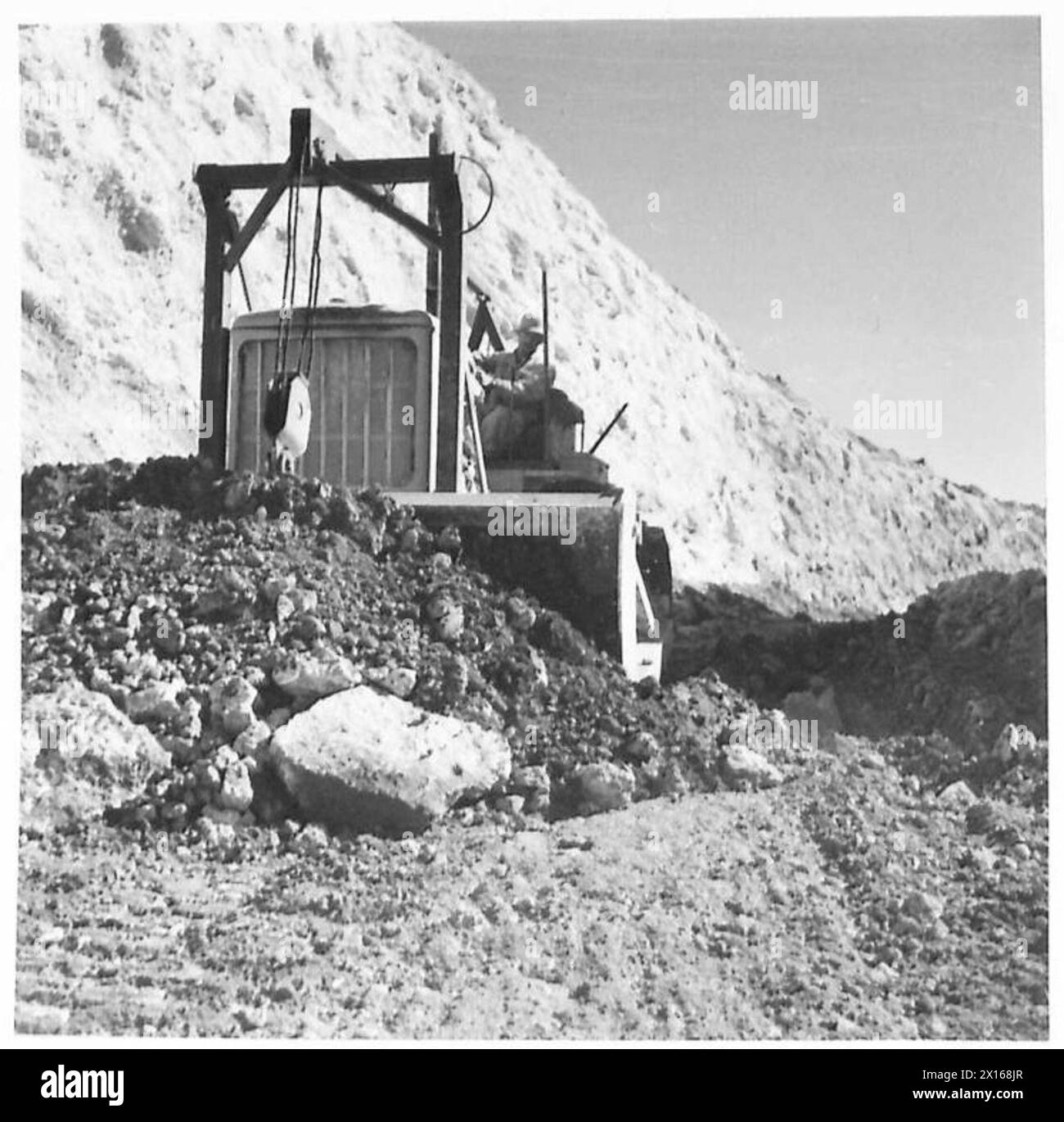 BUILDING THE HAIFA-TRIPOLI RAILWAY - A cutting beind made through the ...