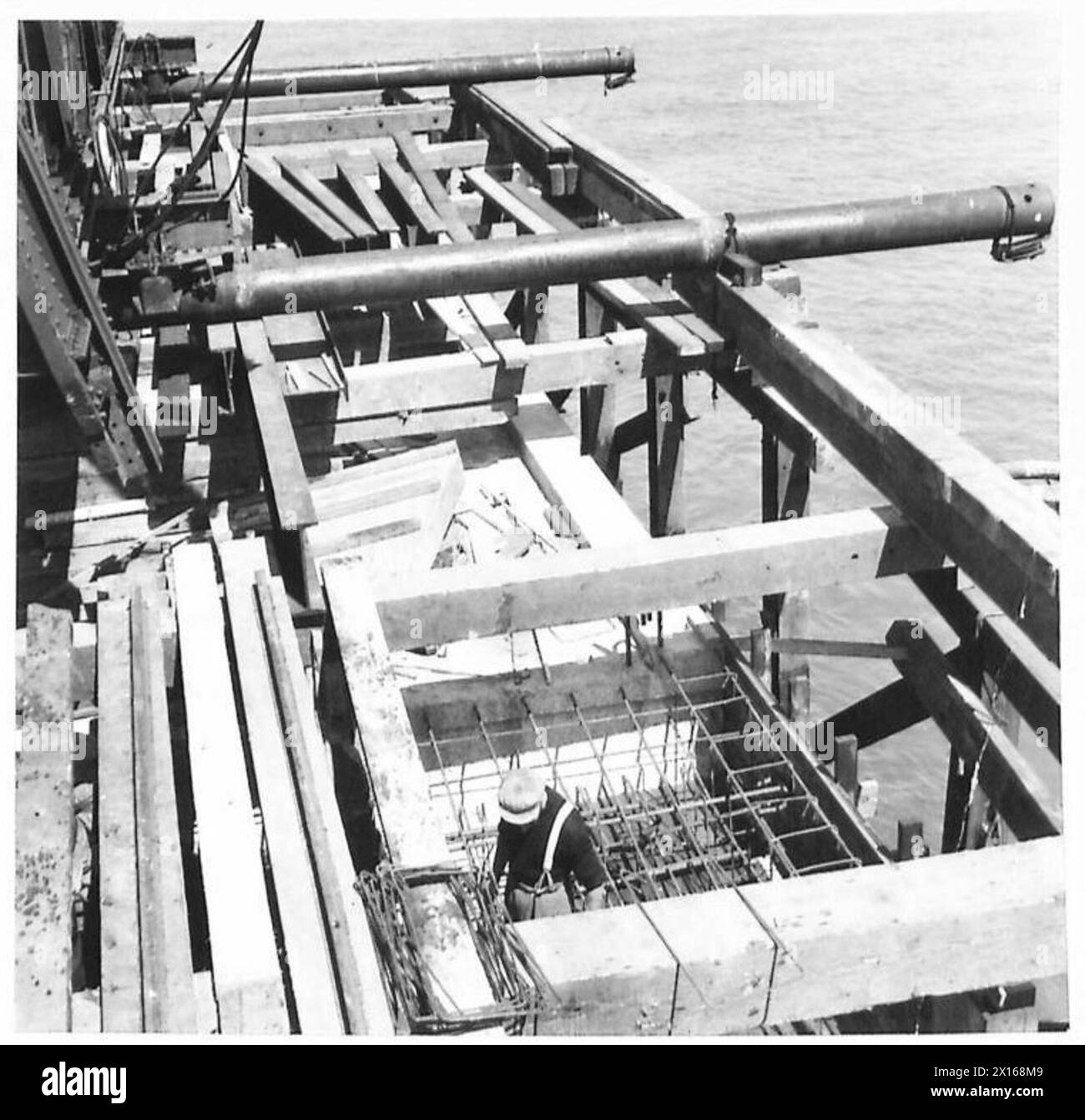 The completed section of the Larne jetty deck is shown, illustrating ...