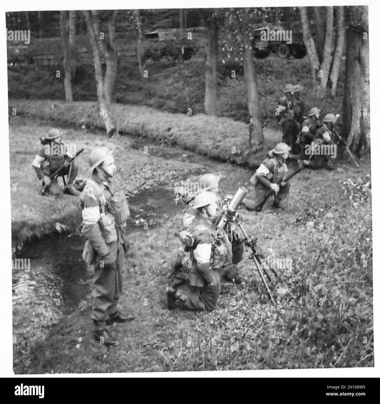 The 1st Polish Corps mortar section prepares for a mock enemy attack ...