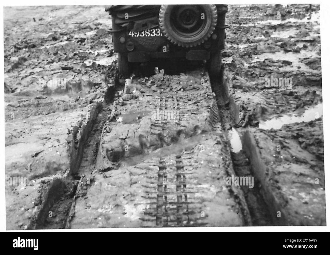 SPECIAL ASSIGNMENT FOR 79TH ARMOURED DIVISION - Jeep sunk in mud ...