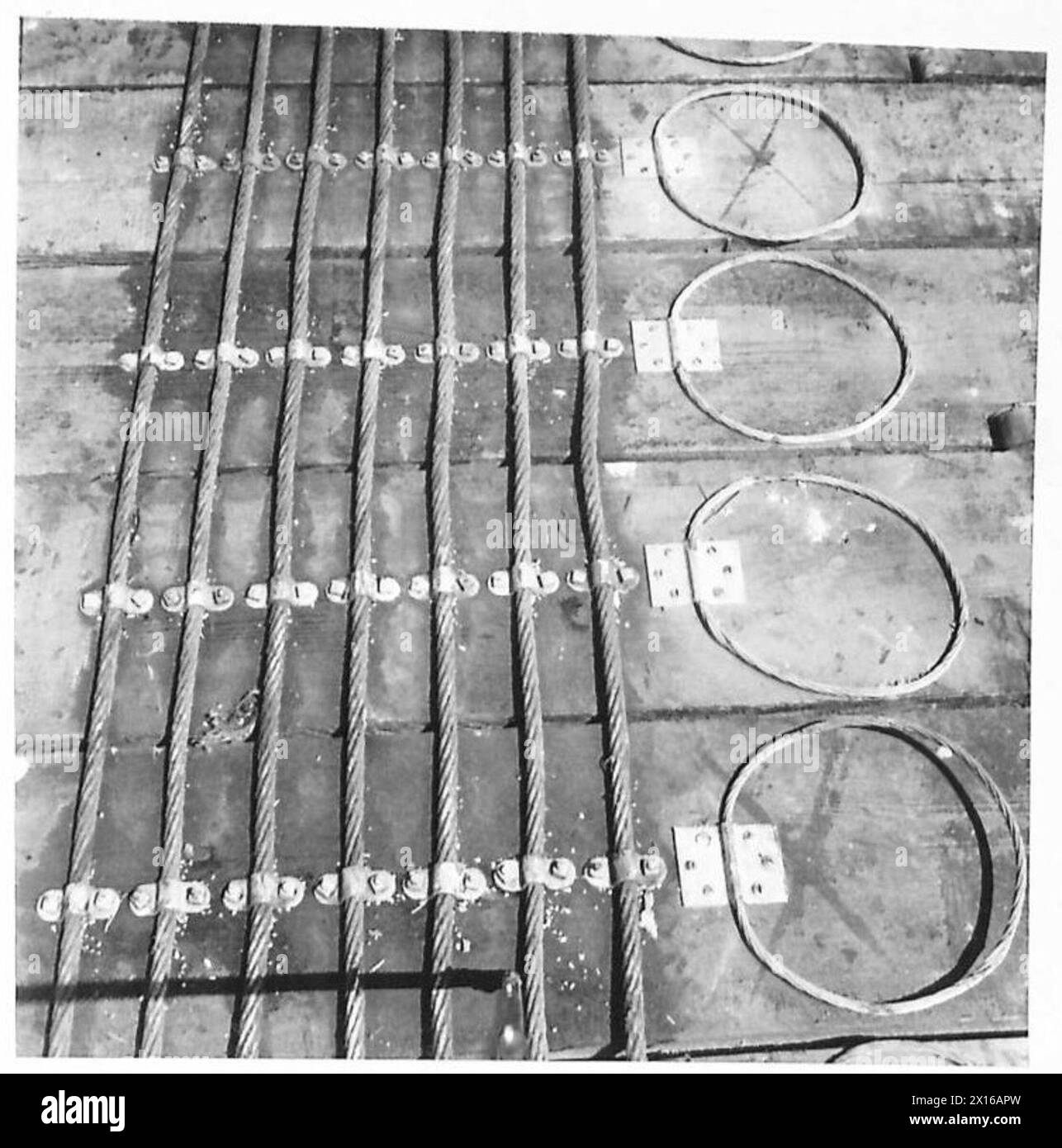 Section of main tension wires and curb head strops is displayed during ...