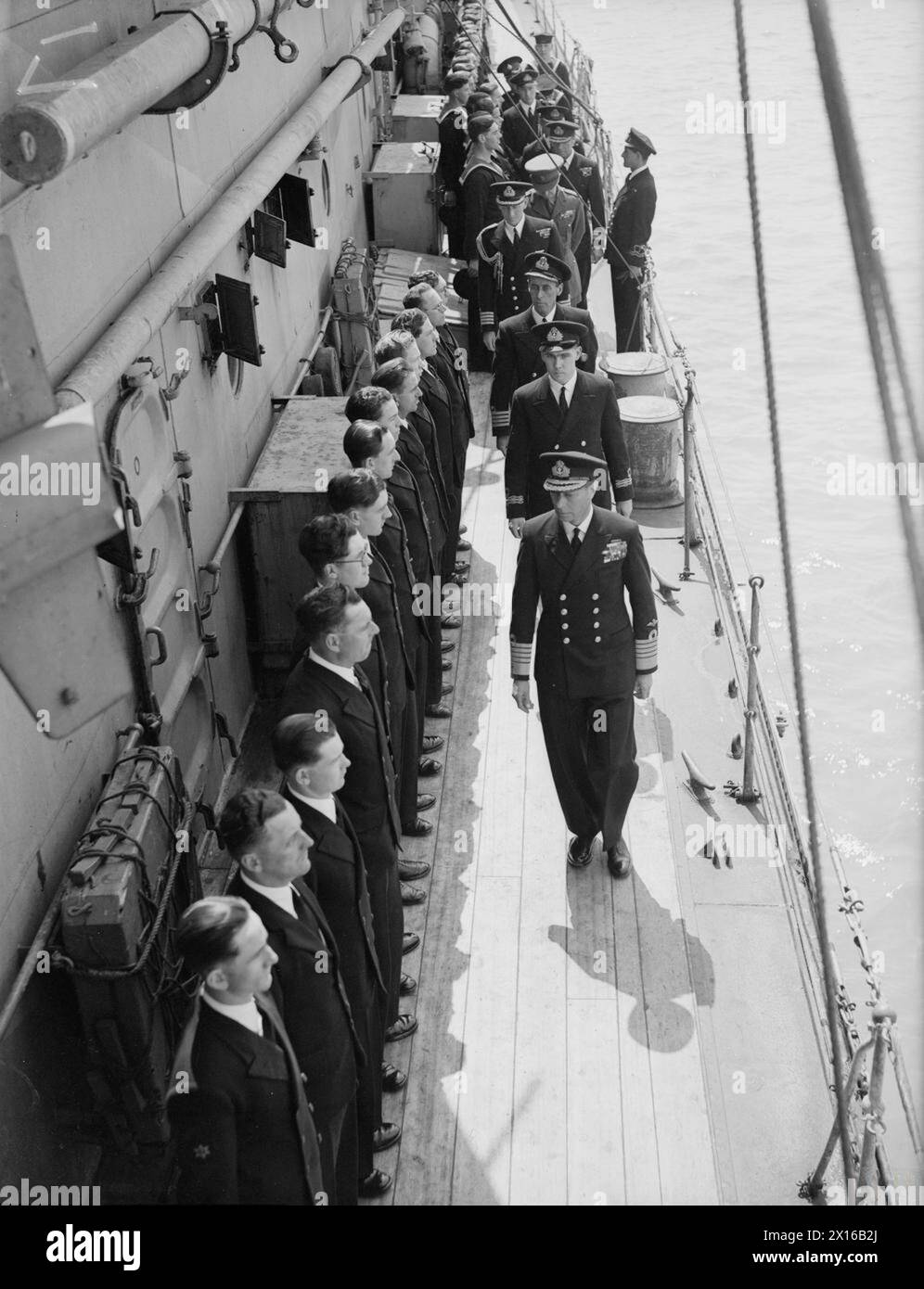 THE KING WITH THE INVASION FLEET. 24 MAY 1944, ON BOARD HMS SCYLLA, AT ...