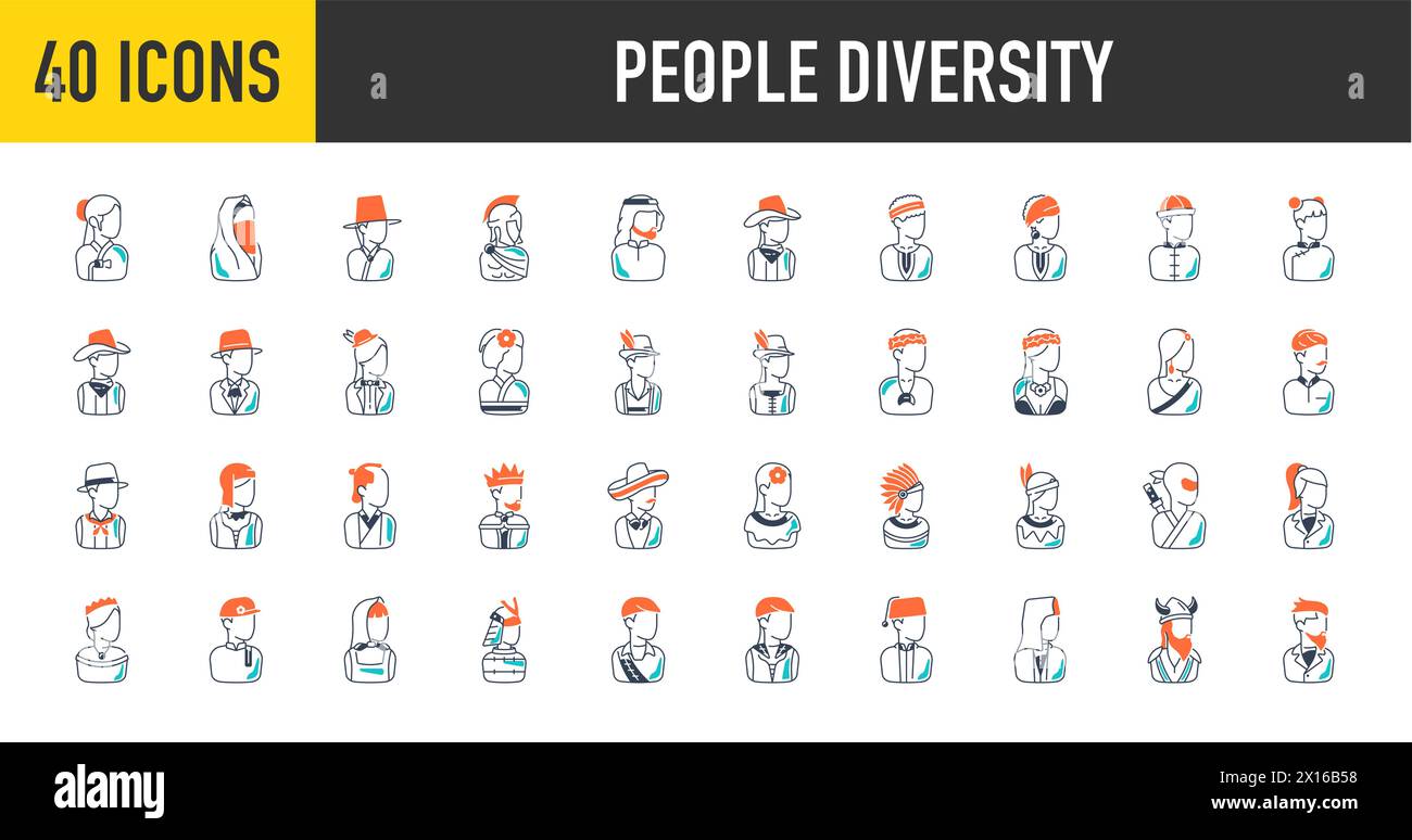 Set Of People Diversity Vector Icons For Web And App People From Different Countries In