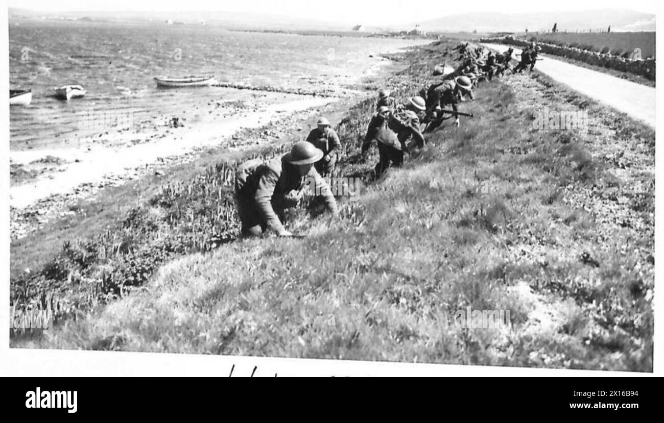 Troops assemble by the roadside during an invasion exercise, preparing ...