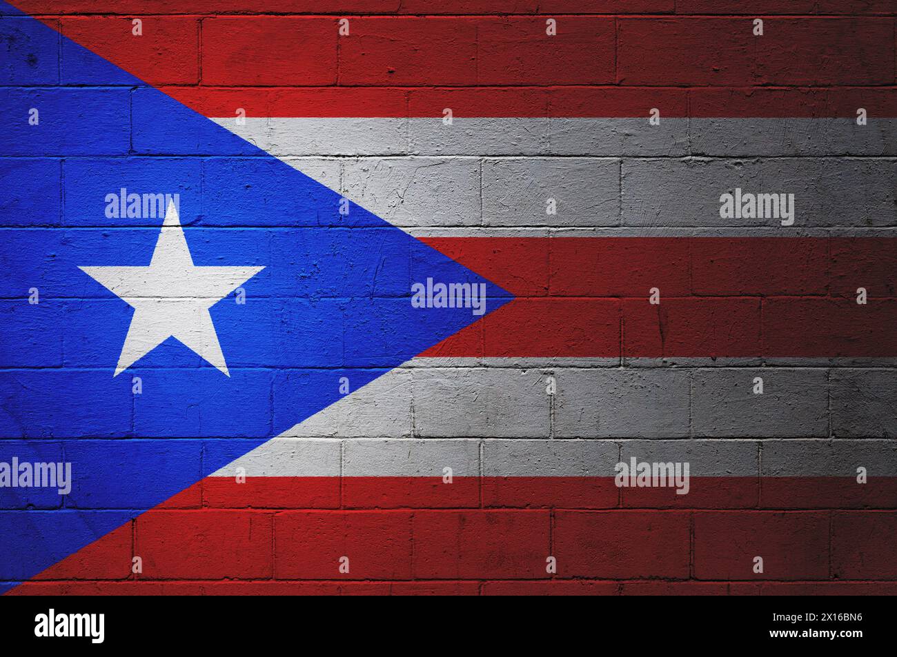Flag of Puerto Rico painted on a cinder block wall Stock Photo - Alamy