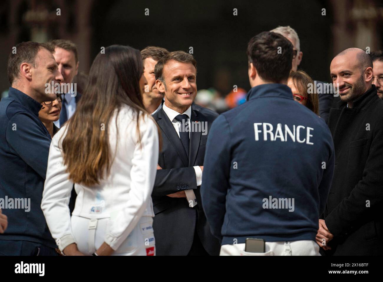 Paris, France. 15th Apr, 2024. French President Emmanuel Macron during ...