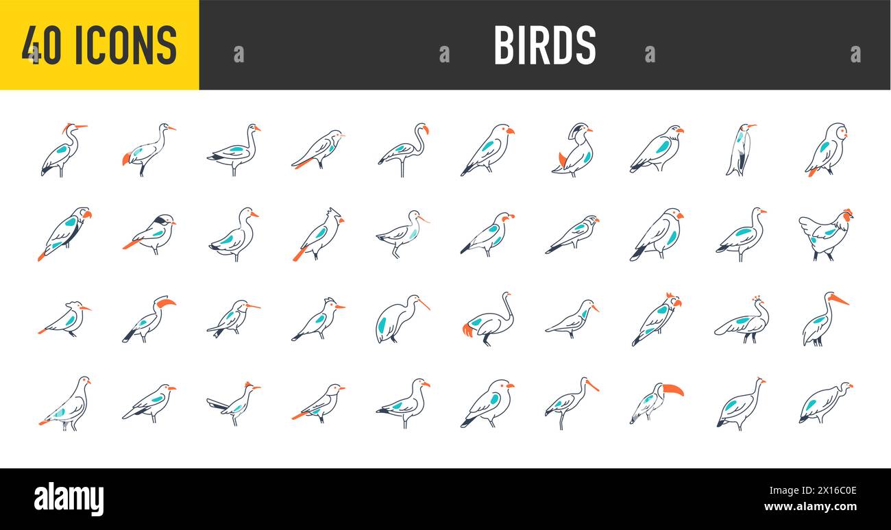 Set of birds Icons. Simple art style icons pack. Vector illustration Stock Vector Image & Art ...