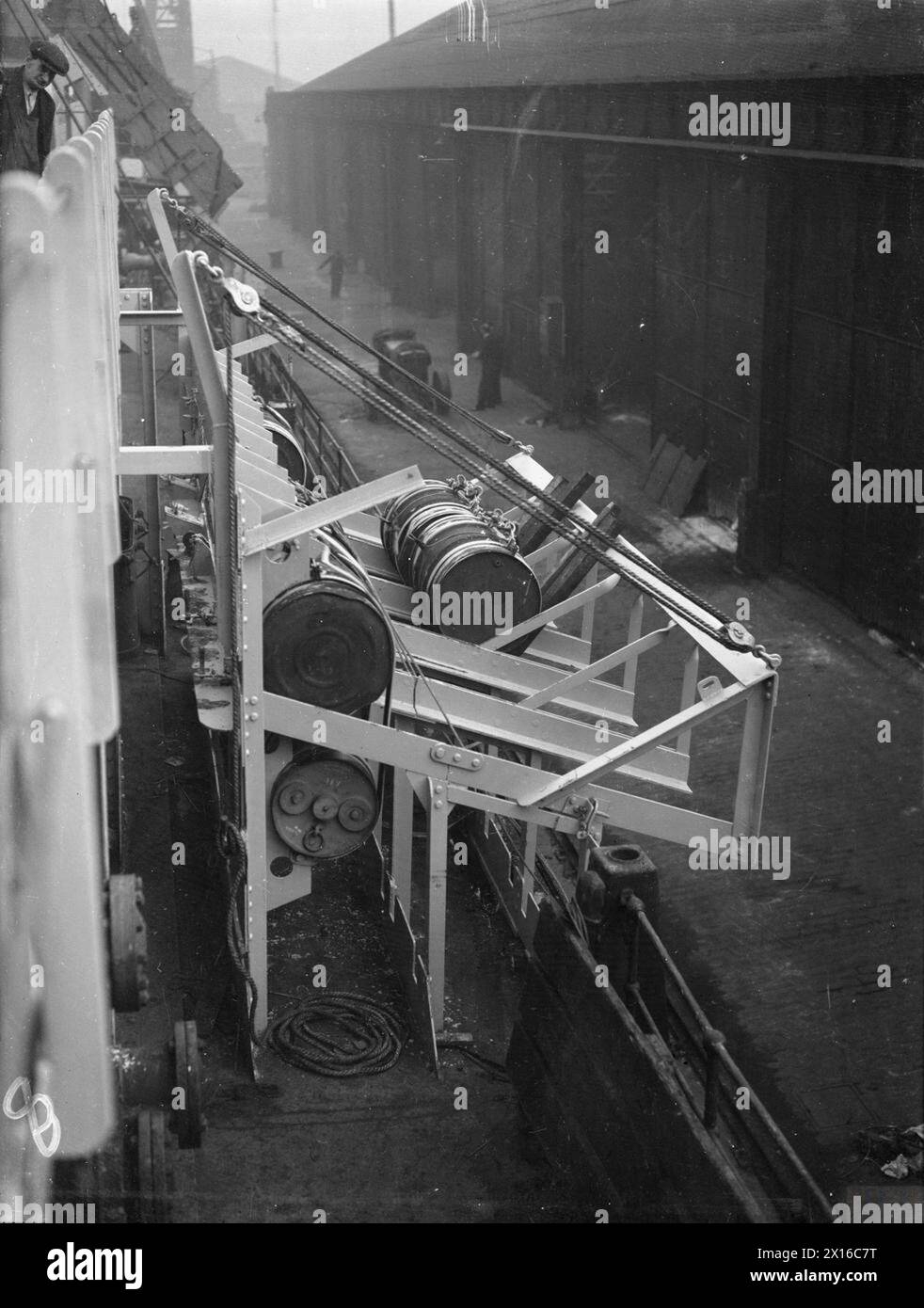 DEPTH CHARGE FLOTATION RACKS. 7 NOVEMBER 1943, GLASGOW. - View of depth ...