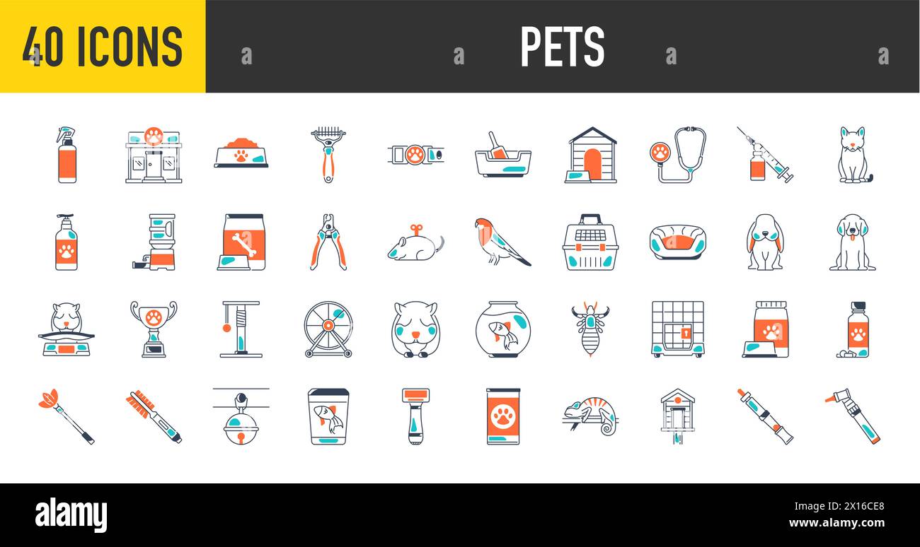 Pet, vet, pet shop, types of pets - minimal thin web icon set. icons ...