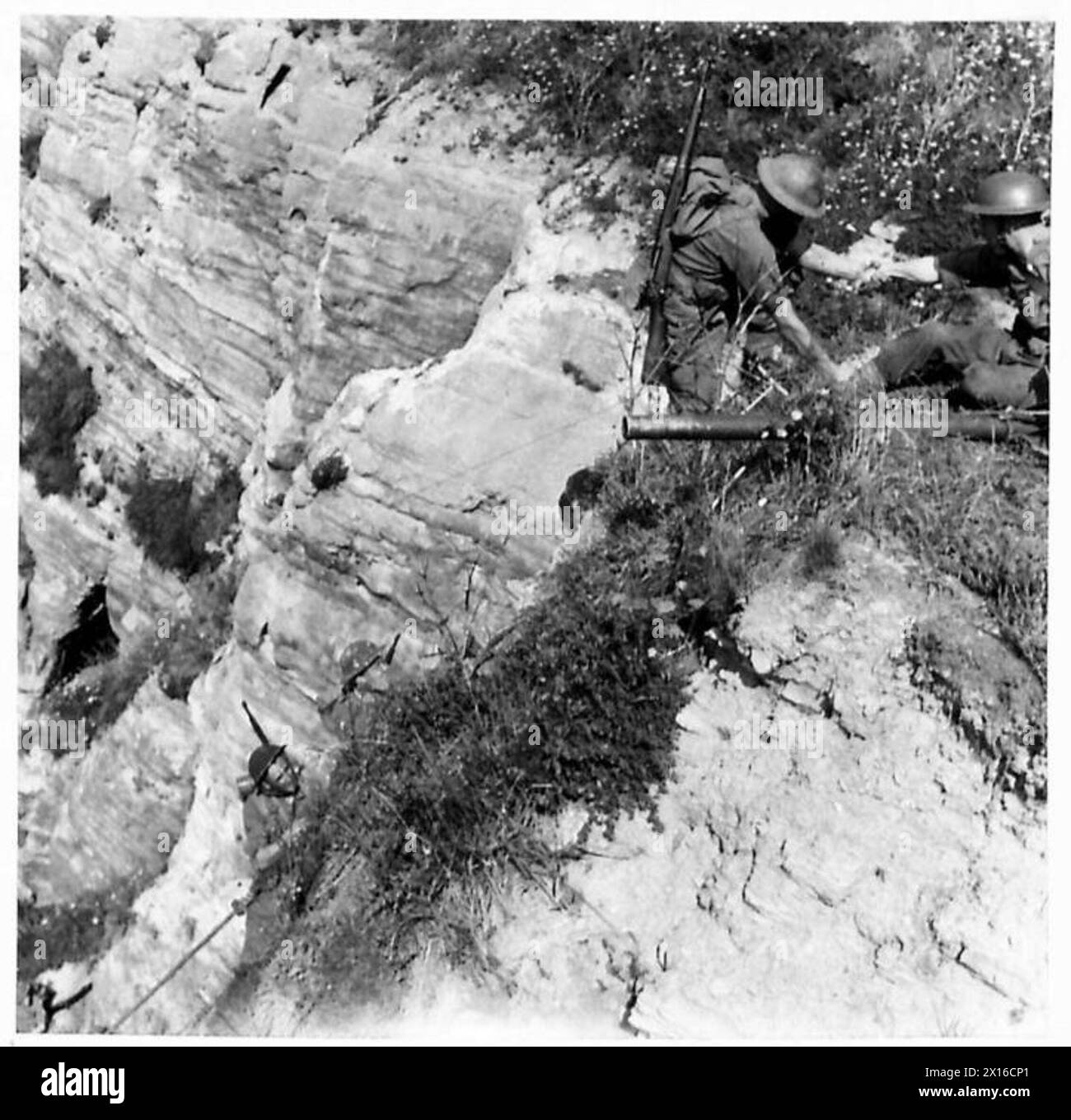 At coastal defence batteries, soldiers practice cliff scaling as part ...