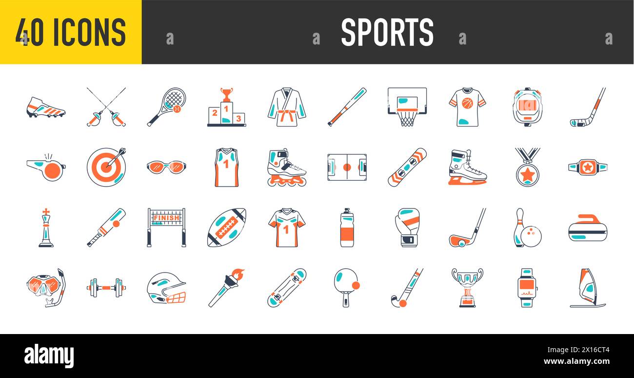 Simple Set of sport icons. Premium style icons pack. Vector ...