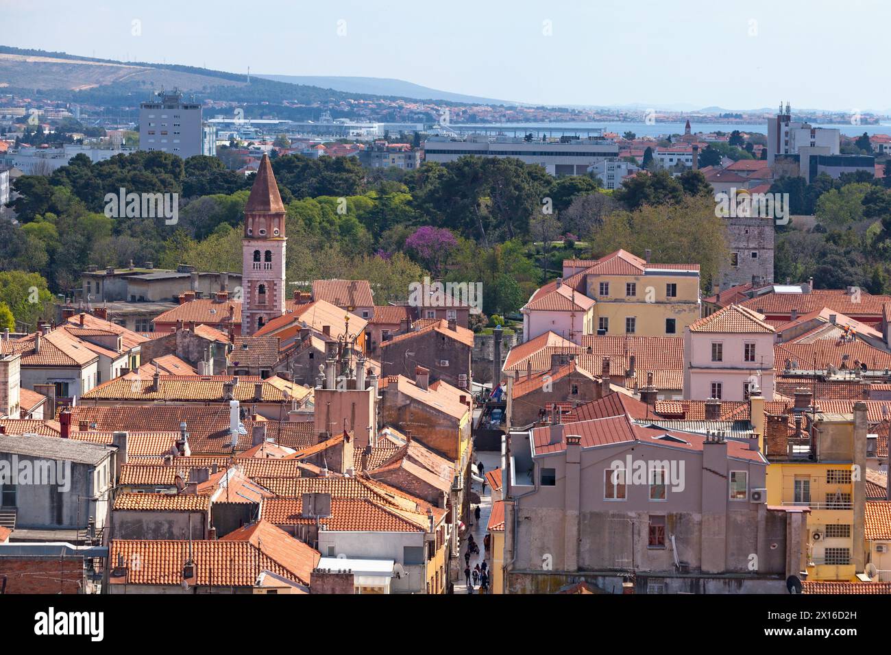Aerial view of the old town of Zadar in Croatia with the Captain's ...