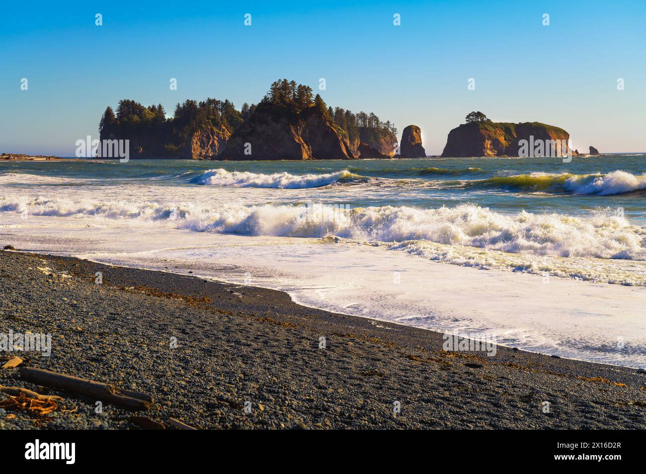 Rialto Beach with sea stacks in Olympic National Park, Washington State ...