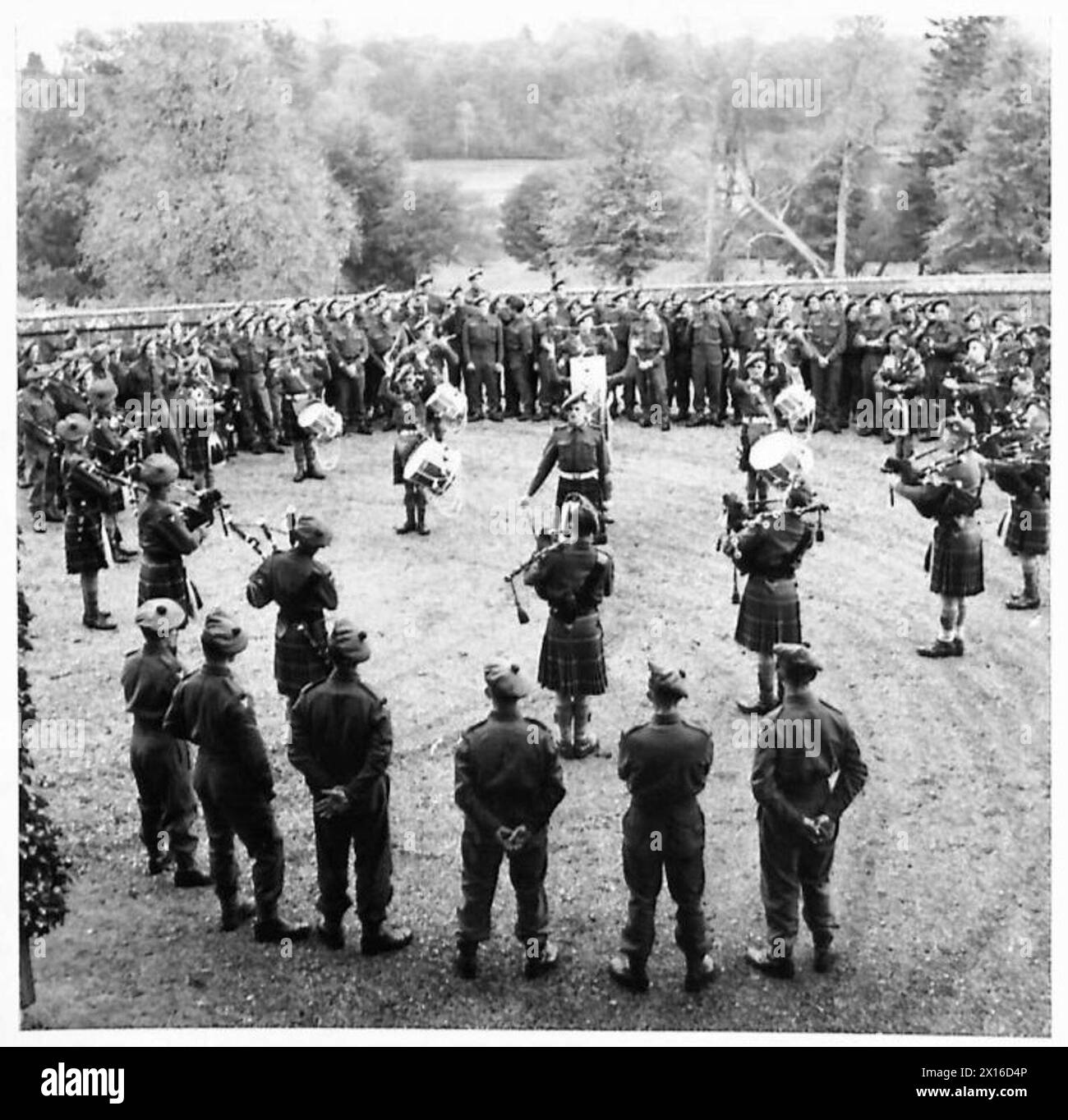 The Seaforth Highlanders' band and drums perform for battalion ...