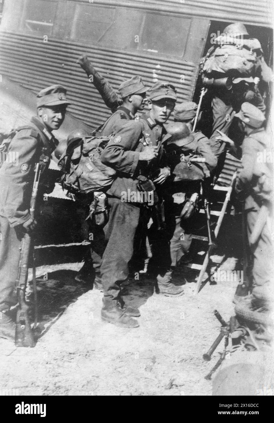 German 5th Gebirgs-Division troops board a Junkers 52 at a Greek ...
