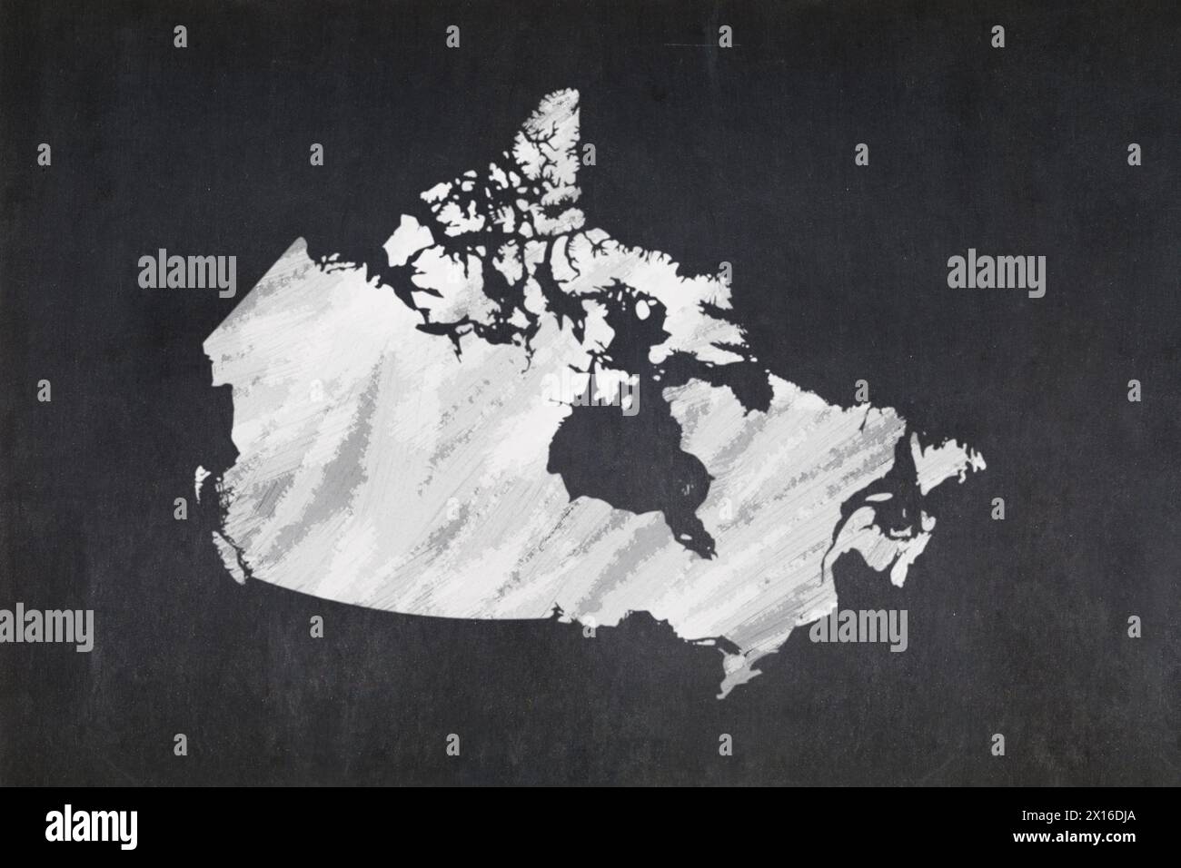 Blackboard with a the map of Canada drawn in the middle Stock Photo - Alamy