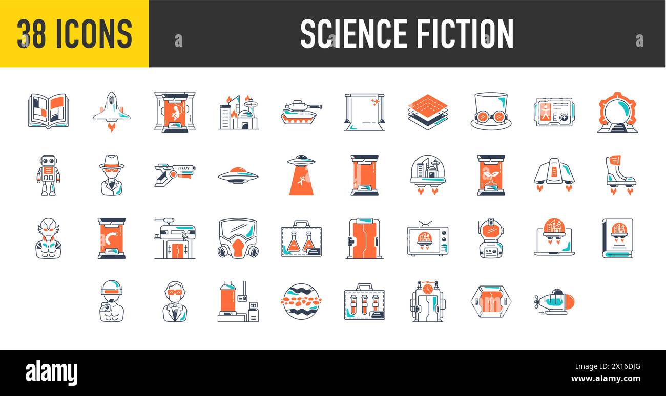 Set of thin science fiction Icons. Vector icon illustration Stock ...