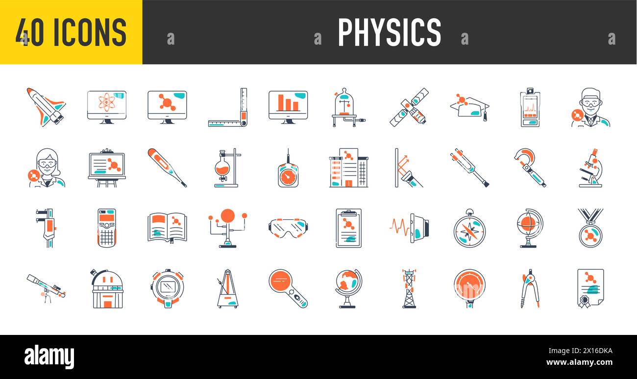 Set of physics icons. Thin style icons Pack. Vector Illustration Stock ...