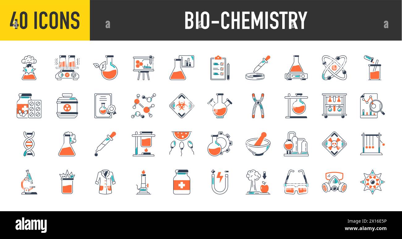 Set of biochemistry icons. Science, scientific activity elements - icon ...