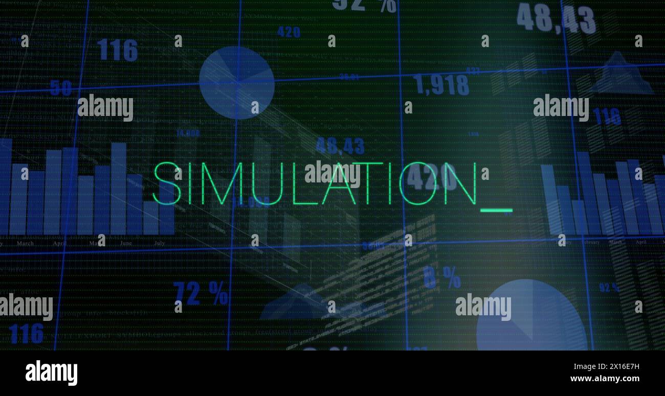 Image of simulation text, statistics and data processing Stock Photo ...
