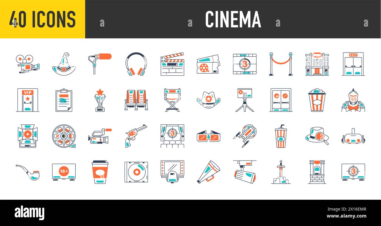 Simple Set of Cinema Vector Icon. Contains such Icons as Movie Theater ...