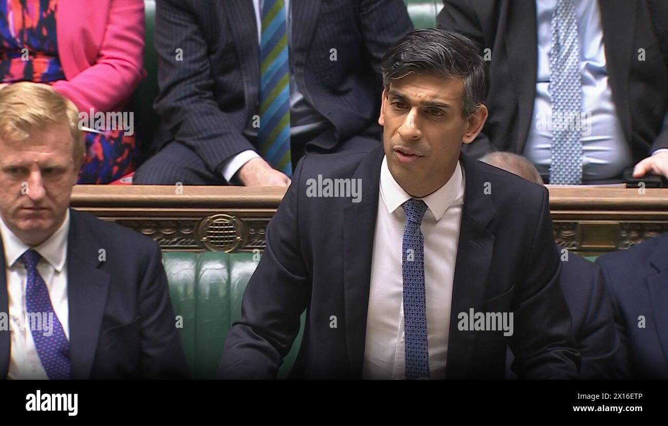 Prime Minister Rishi Sunak giving a statement to MPs in the House of ...