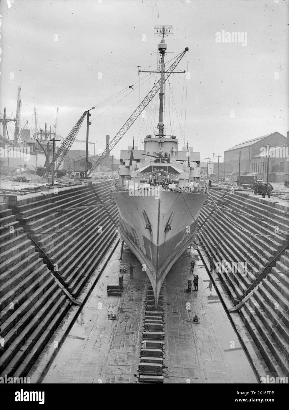 FRIGATE IN DRY DOCK. 29 JANUARY 1964, AT WESTERN APPROACHES, LIVERPOOL ...