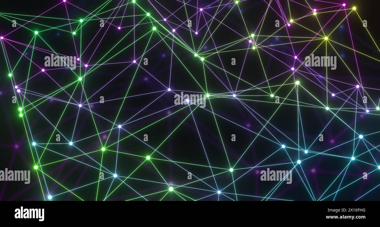 Animation glowing nodes connections over hi-res stock photography and ...