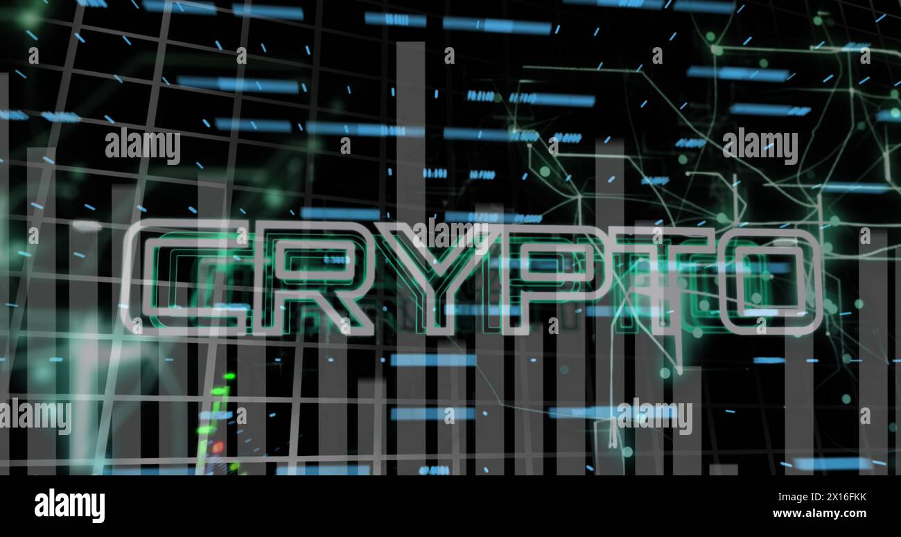 Image of crypto currency with multiple graphs and changing numbers over ...