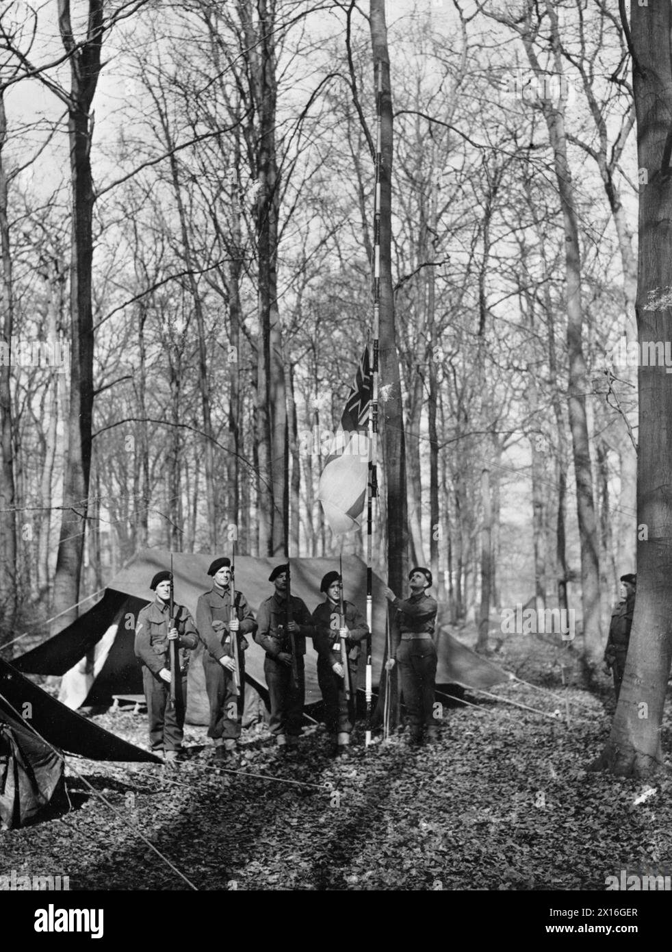 Royal Marines of the Royal Navy hoist the first White Ensign in Germany ...
