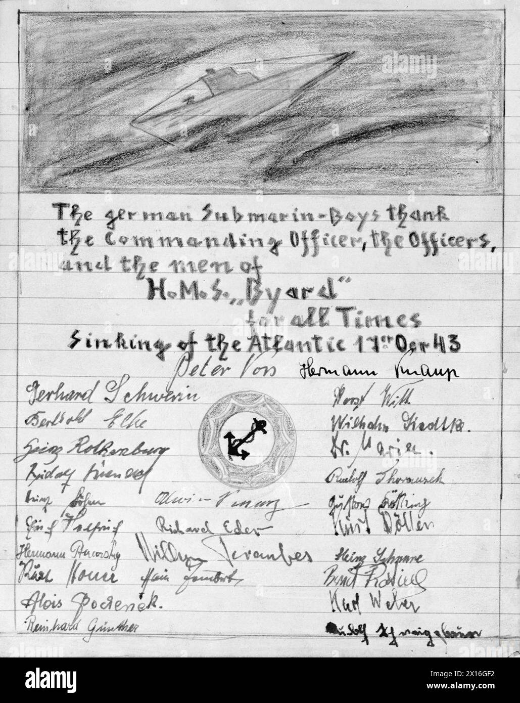 U-BOAT SURVIVORS' THANKS. 8 NOVEMBER 1943, LONDONDERRY. - U-boatsman's ...