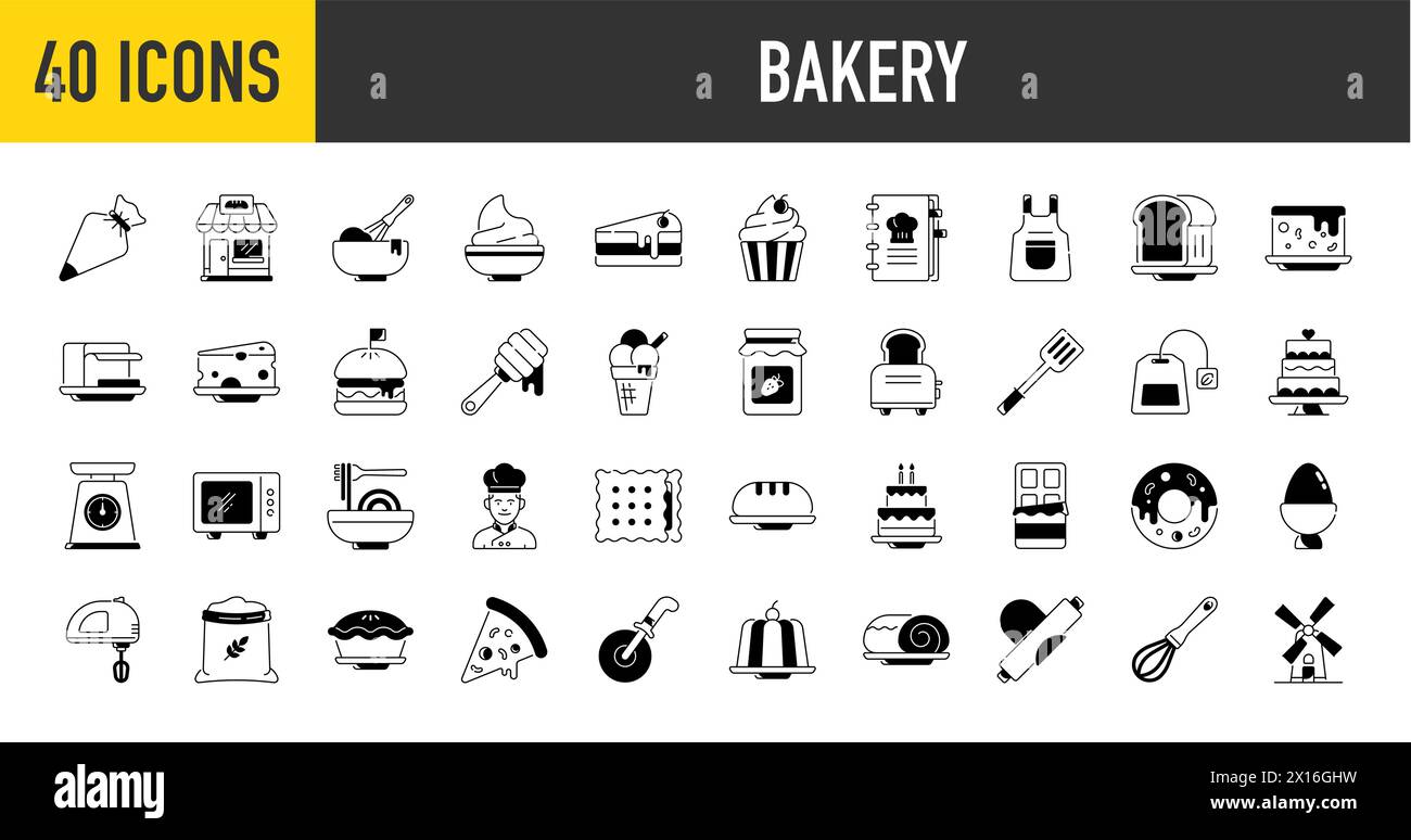 Bakery icons. Minimal thin web and app icon set. Simple vector ...