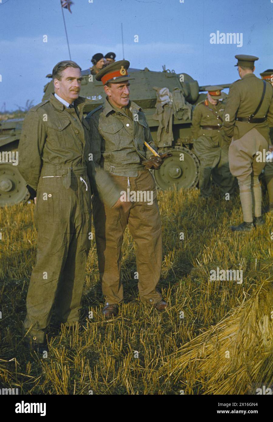 Anthony Eden and General Sir Bernard Paget observe exercises of the ...