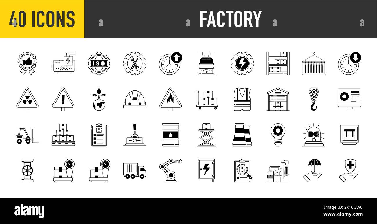 Set of factory & industry tools icon vector illustration Stock Vector ...