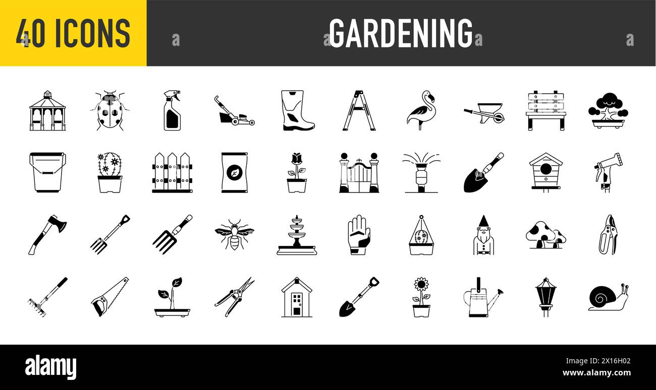 Set of gardening and farming icons vector illustration Stock Vector ...