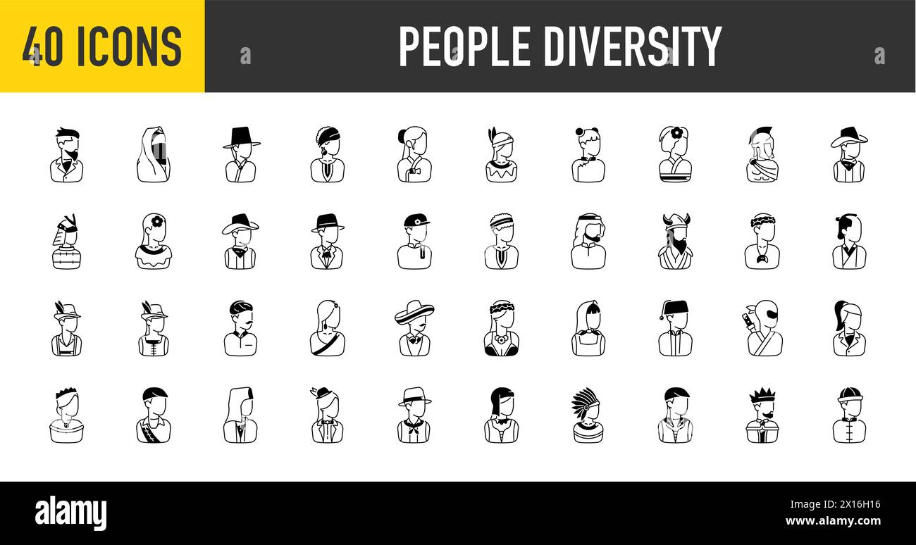 Set of people diversity vector Icons for web and app. People from ...
