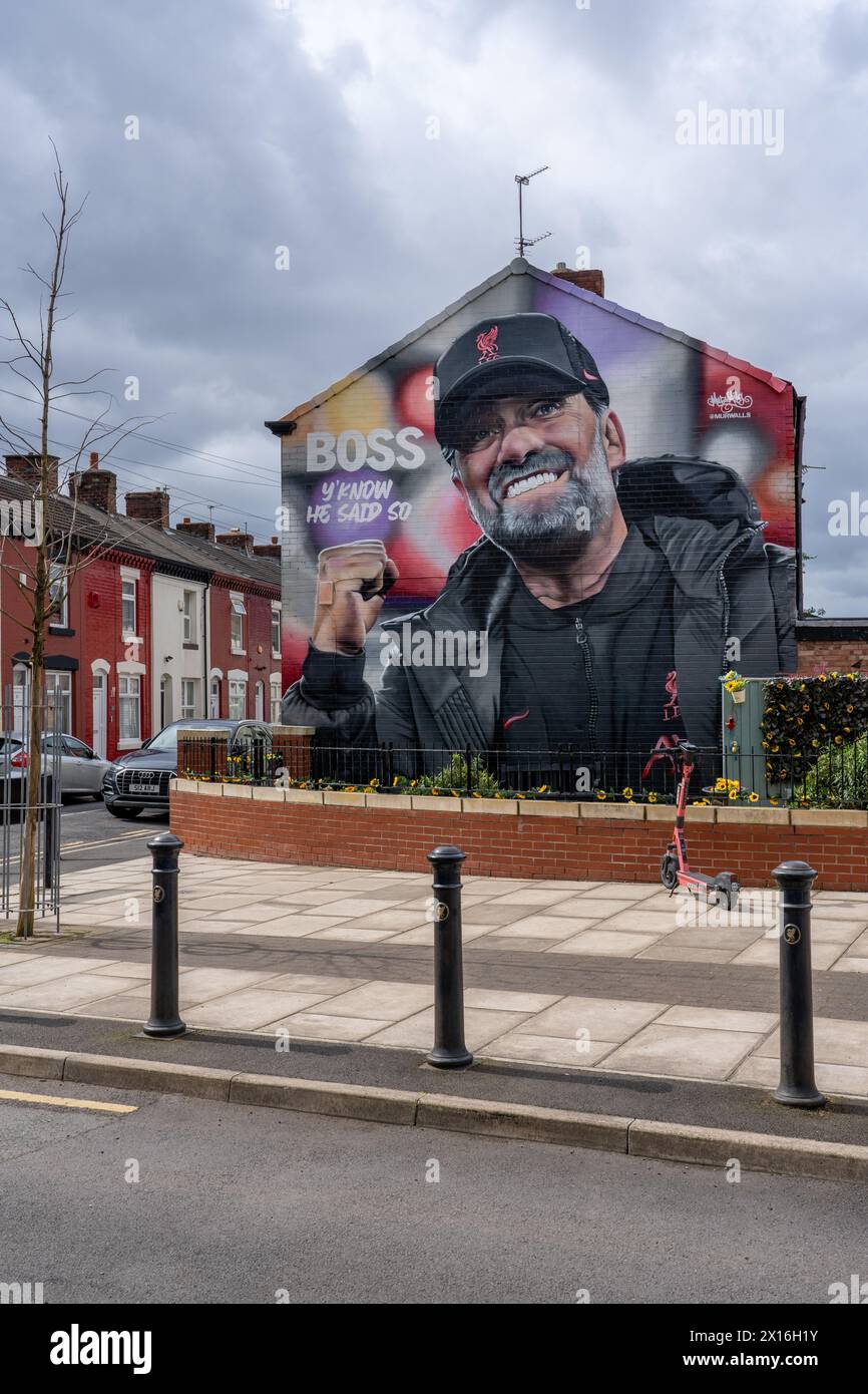 Jurgen Klopp mural near Anfield Stadium, Liverpool Stock Photo - Alamy