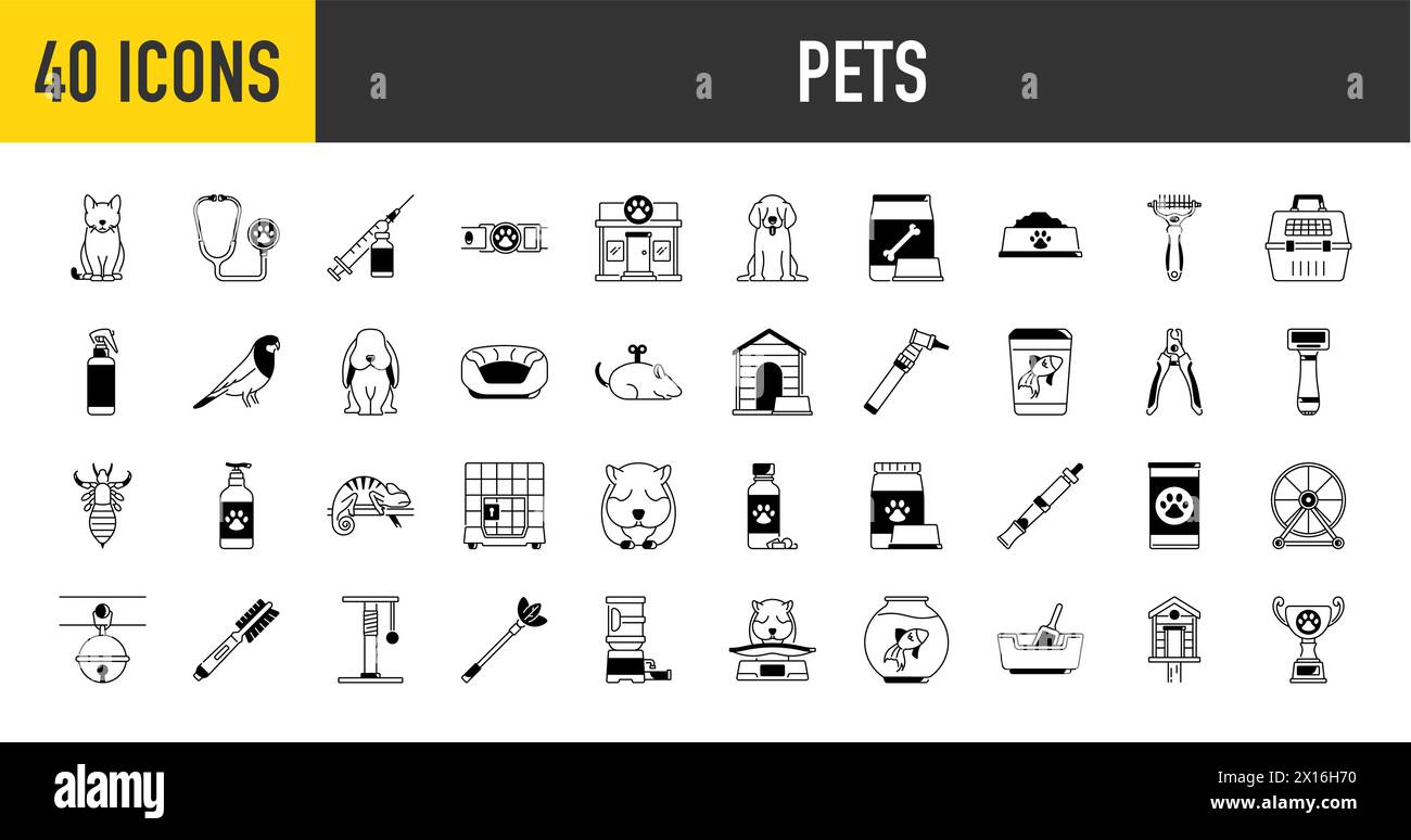 Pet, vet, pet shop, types of pets - minimal thin web icon set. icons ...