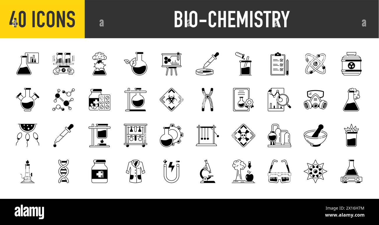 Set of biochemistry icons. Science, scientific activity elements - icon ...