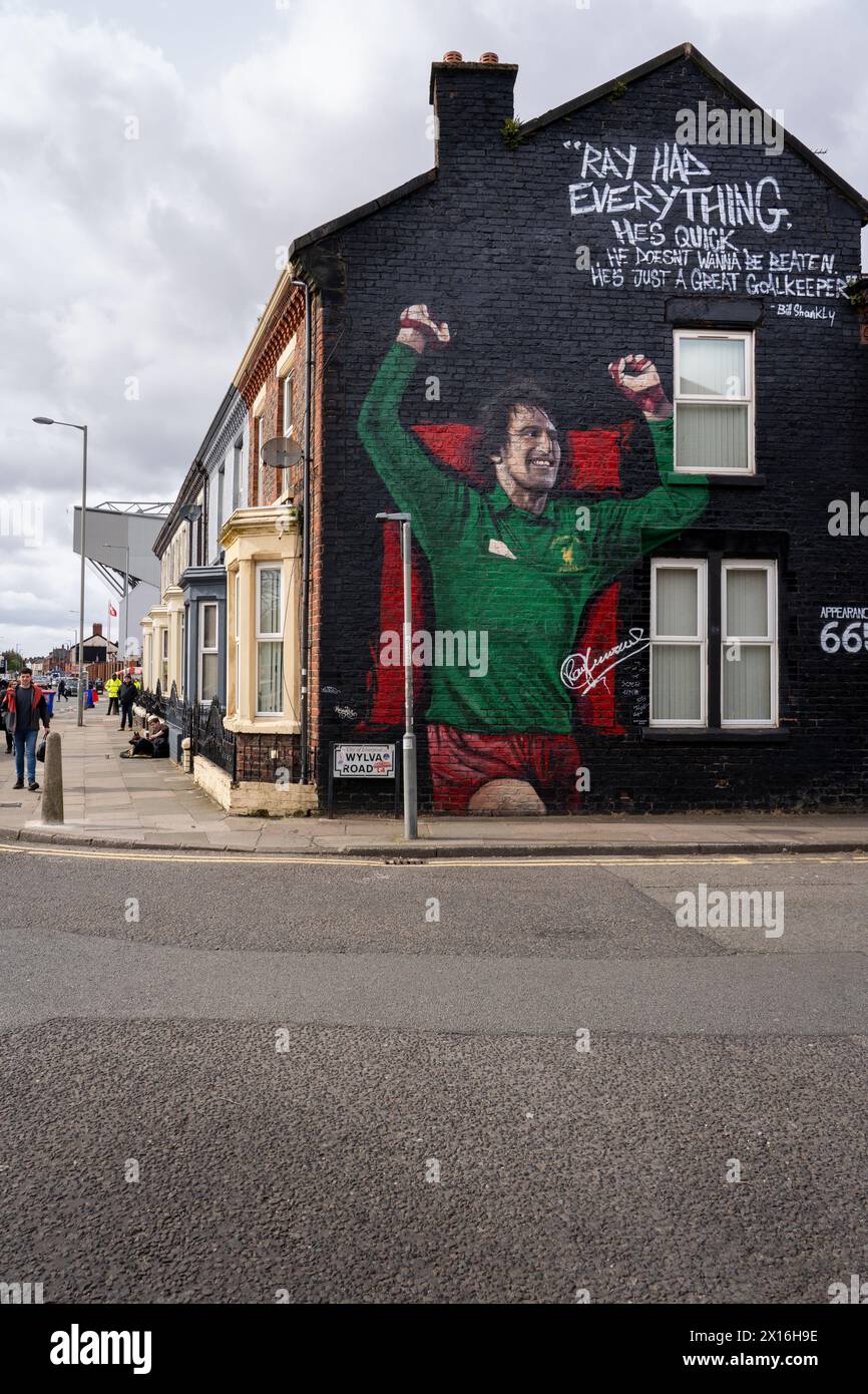 Ray Clemence mural near the Anfield, Stadium, Liverpool Stock Photo - Alamy