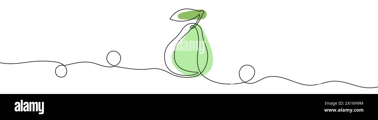 Continuous editable drawing of pear icon. Pear symbol in one line style ...