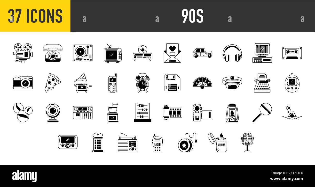 80s retro computer game icons hi-res stock photography and images - Alamy