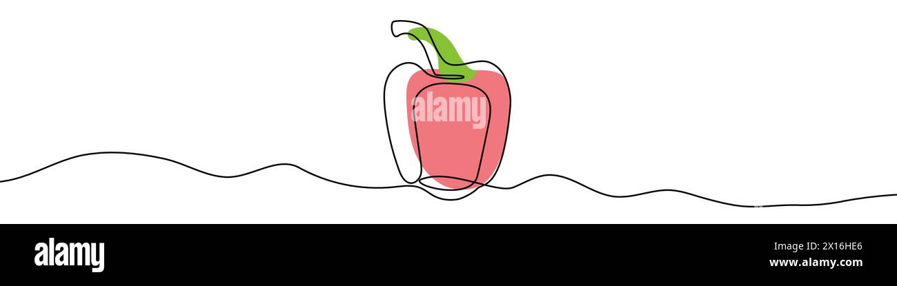 Continuous editable drawing of sweet pepper icon. Sweet pepper symbol ...