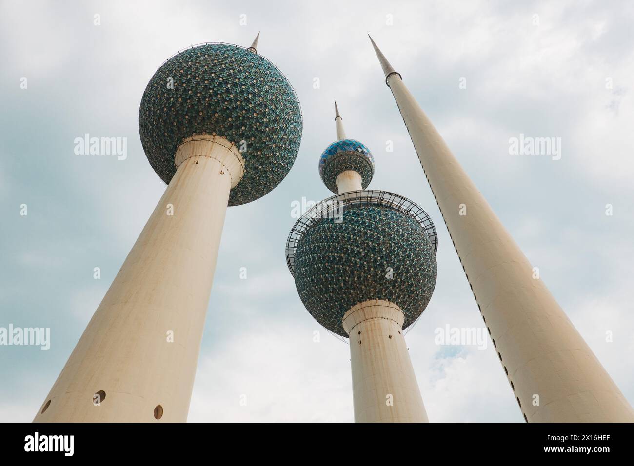 the Kuwait Towers, three towers supporting spherical structures in ...