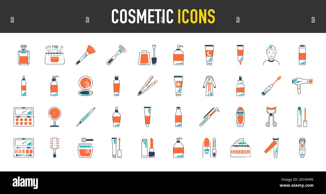 Cosmetics icon vector set. makeup illustration sign collection. woman beauty symbol Stock Vector ...