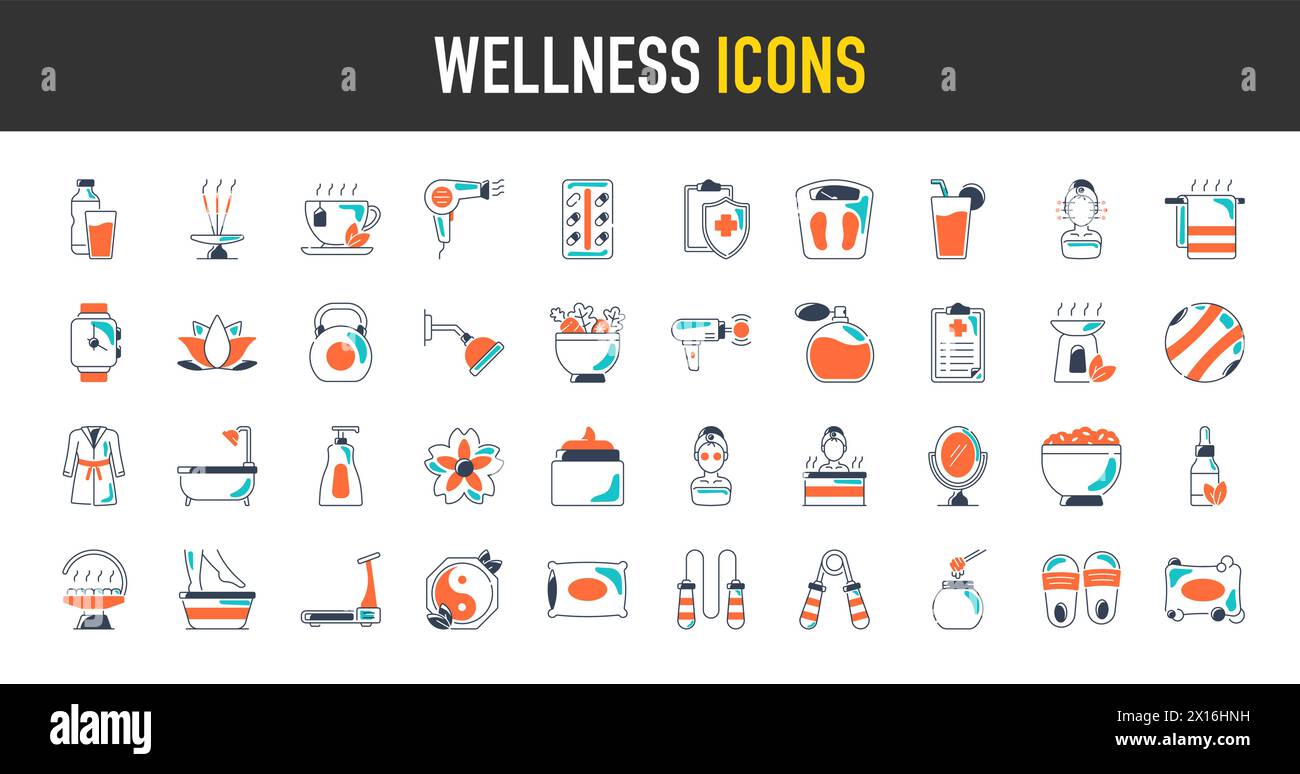 Wellness icon set. Containing massage, yoga, spa, relaxation, health ...