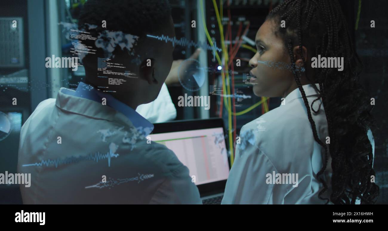 Image of data processing over diverse it technicians by computer ...